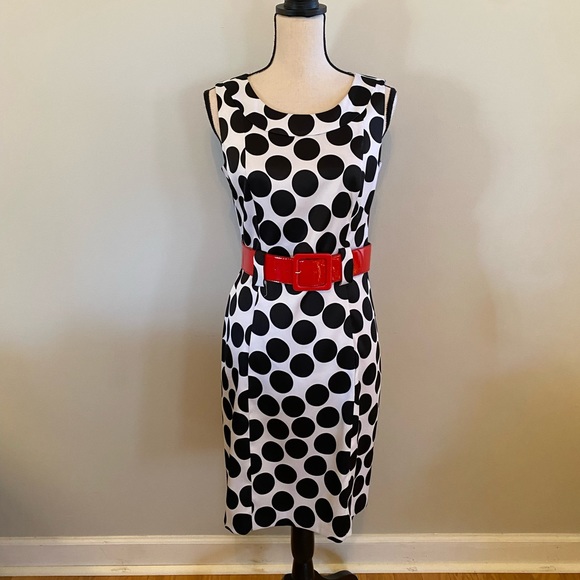 new directions | Dresses | New Directions Black White Polka Dot Sheath ...